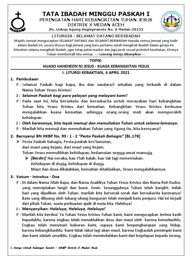 Tata Ibadah Paskah HKBP Medan | PDF