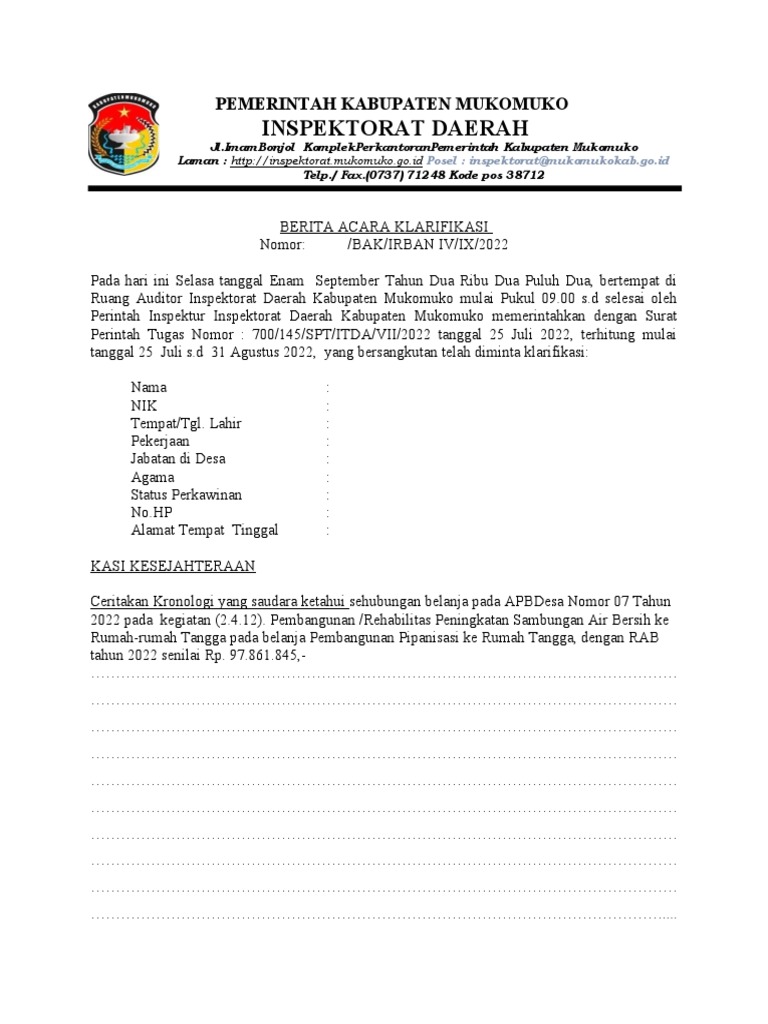 Surat Kerja Sumur Bor | PDF