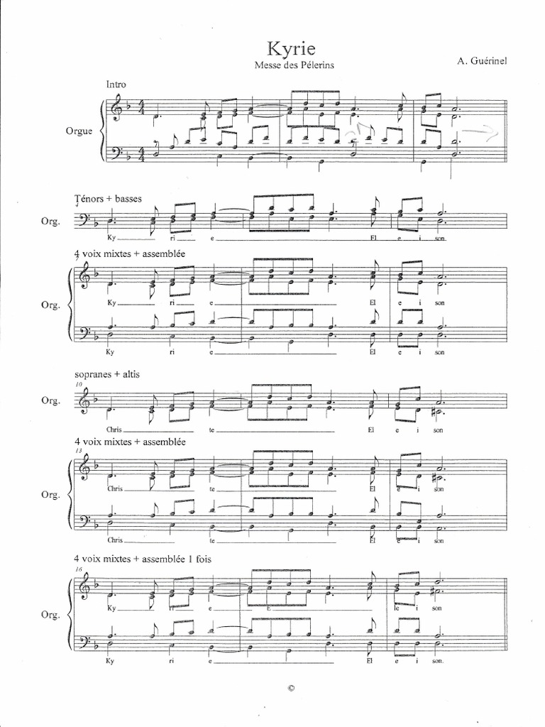 Kyrielle pour voix mixtes et orgue | PDF