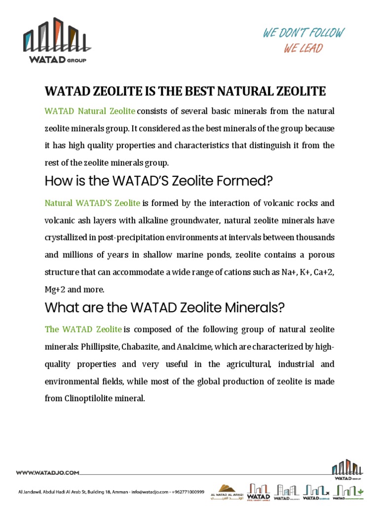 Watad Zeolite Technical Data Sheet | PDF | Zeolite | Soil