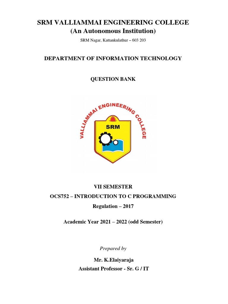 Ocs752 Introduction To C Programming | PDF | Subroutine | Matrix ... Ocs752 Introduction To C Programming | PDF | Subroutine | Matrix ...
