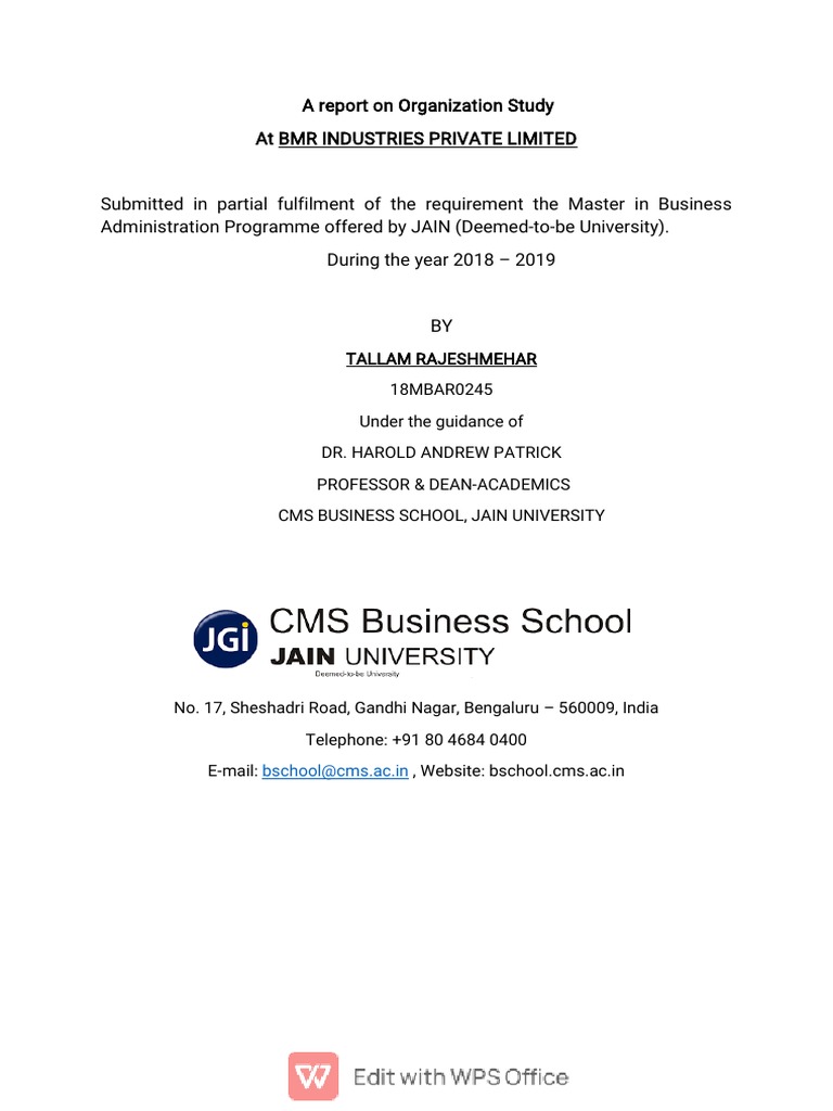 A Report On Organization Study | PDF | Seafood | Organizational Structure