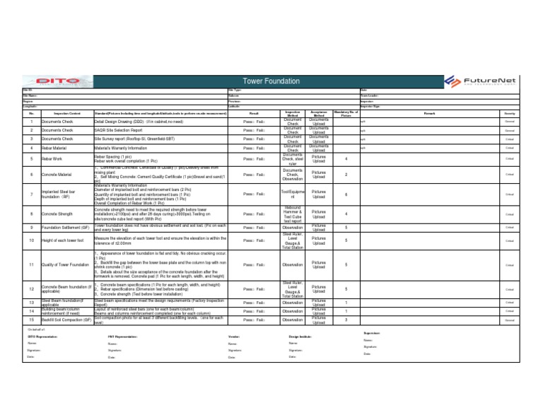 DITO Tower Civil Work - Acceptance Checklist 20200521-TF - 1625704814 ...
