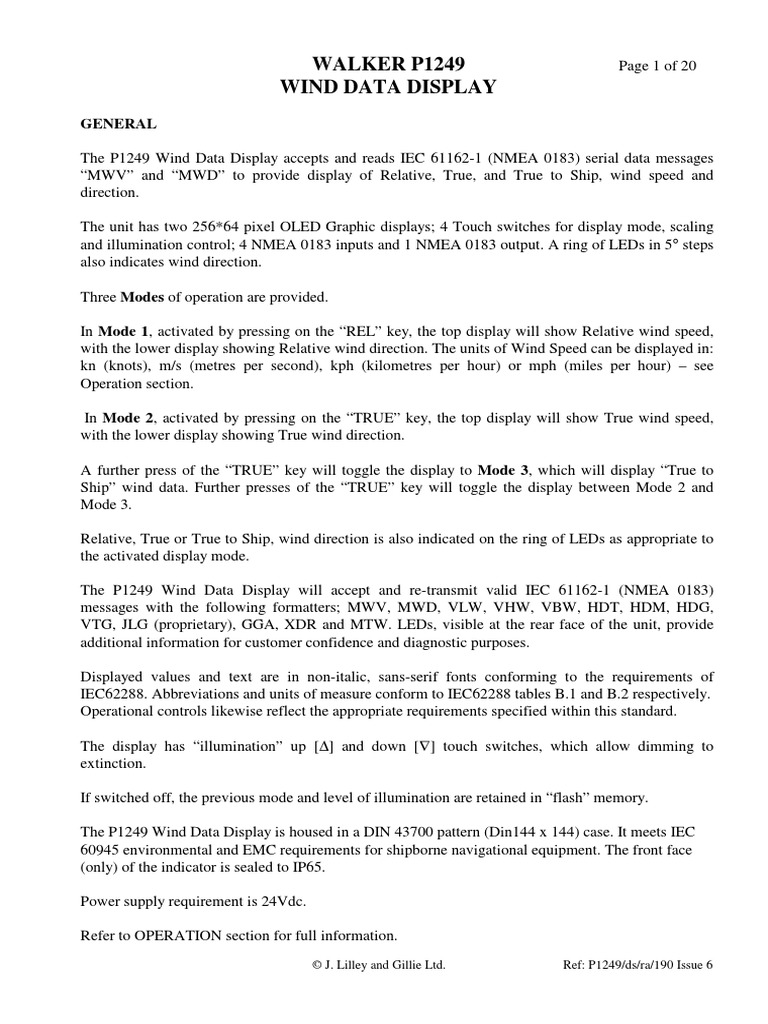 P1249 Wind Data Display Issue 6 Eco 0085 Inc Drawings Pdf Input 