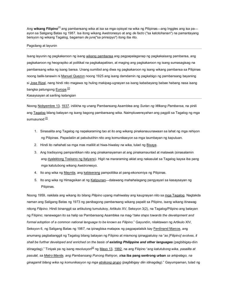 Wikang Filipino | PDF