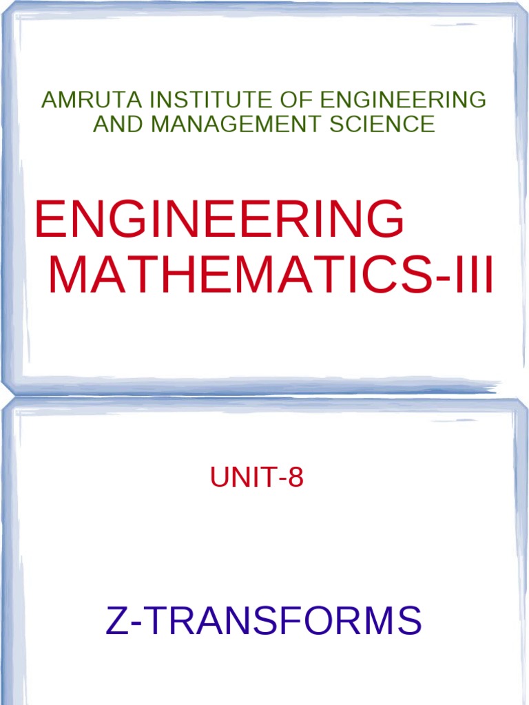 Z Transforms | PDF | Recurrence Relation | Equations