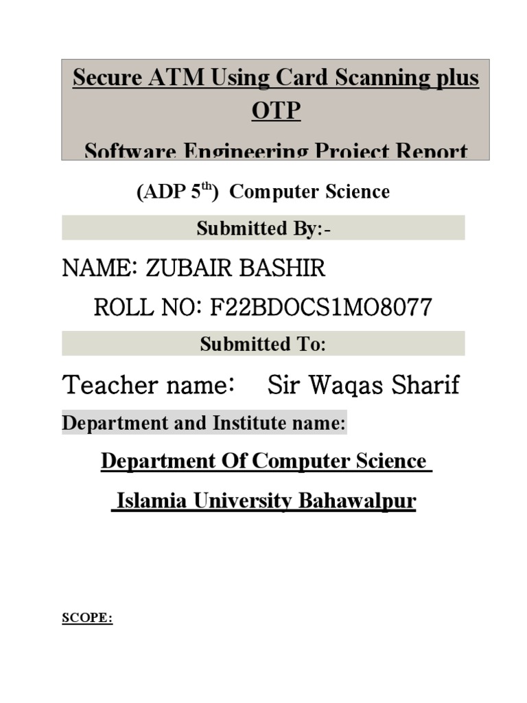 Secure ATM with Card Scanning & OTP | PDF | Personal Identification ...