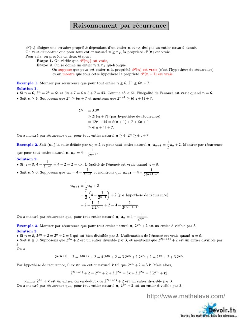 Raisonnement Par Récurrence | PDF