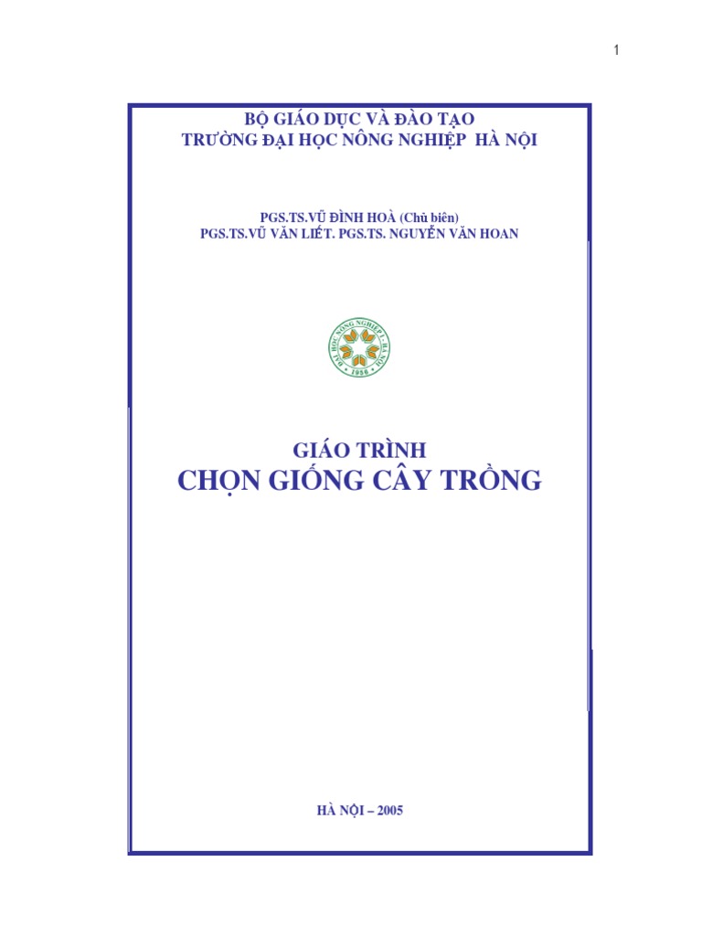 Giáo Trình Chọn Giống Cây Trồng - PGS.ts. Vũ Đình Hòa (Chủ Biên ...