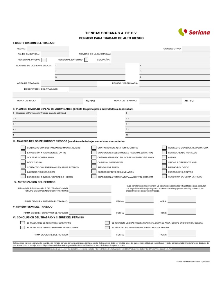SSYSS PERMISO 001versin1 | PDF | Soldadura | Construcción
