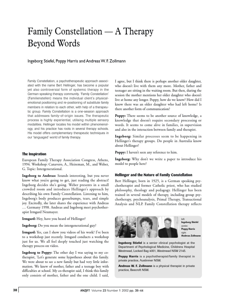 Family Constellation Therapy: An Introduction to an Experiential ...