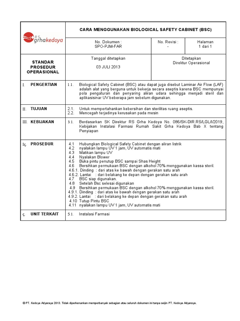 Sop Menggunakan Bsc-2 | PDF