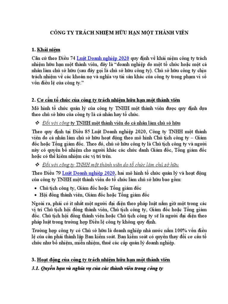 Công Ty TNHH M T Thành Viên | PDF