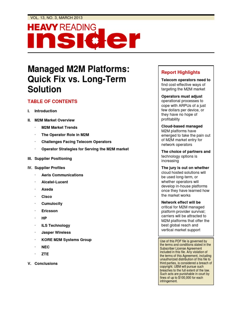 Heavy Reading Report - M2M Platforms | PDF | Cloud Computing | Computer Network