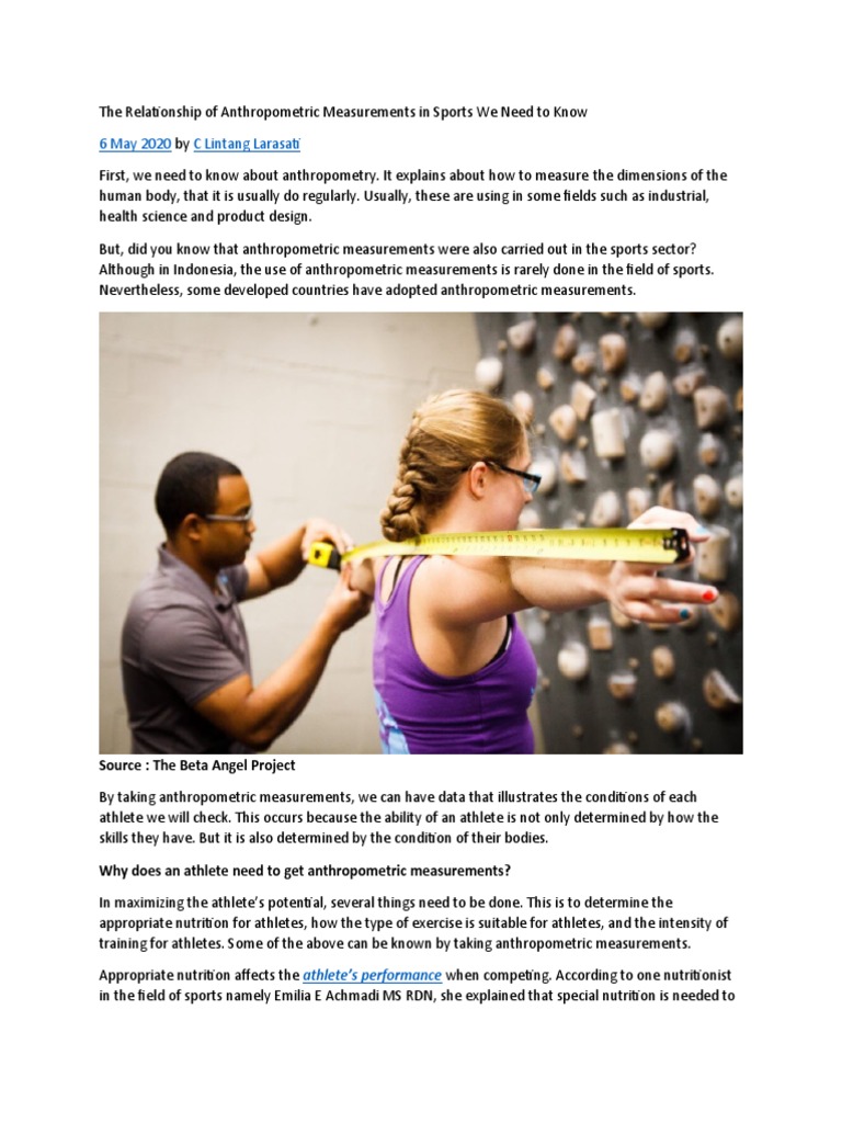 Anthropometric Measurements in Sports We Need To Know | PDF | Anthropometry