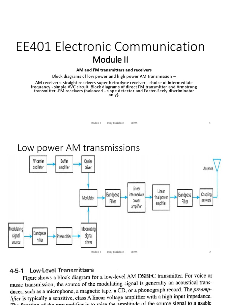 EE401 Electronic Communication: AM and FM Transmitters and Receivers | PDF | Detector (Radio ...