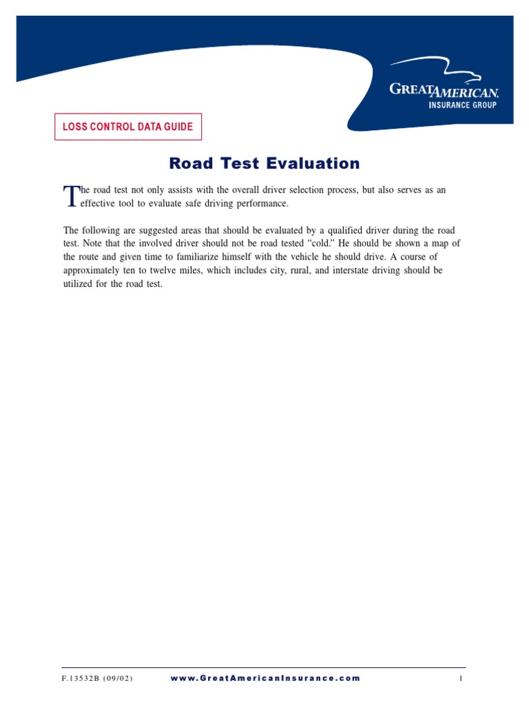 Driving Road Test Evaluation | PDF | Traffic | Semi Trailer Truck