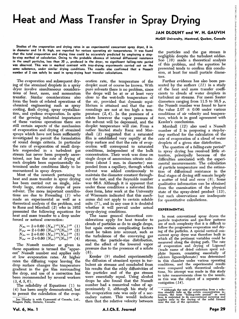 AIChE Journal - March 1960 - Dlouhy - Heat and Mass Transfer in Spray ...