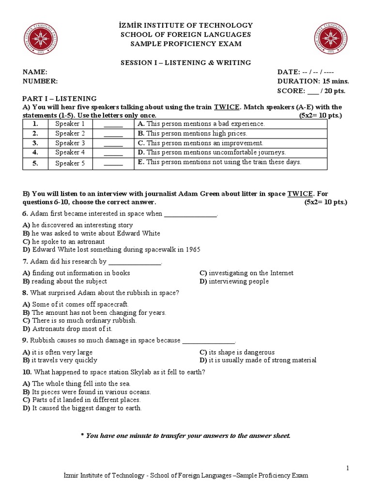 Sample Proficiency Exam2 | PDF | Telescope | English Language