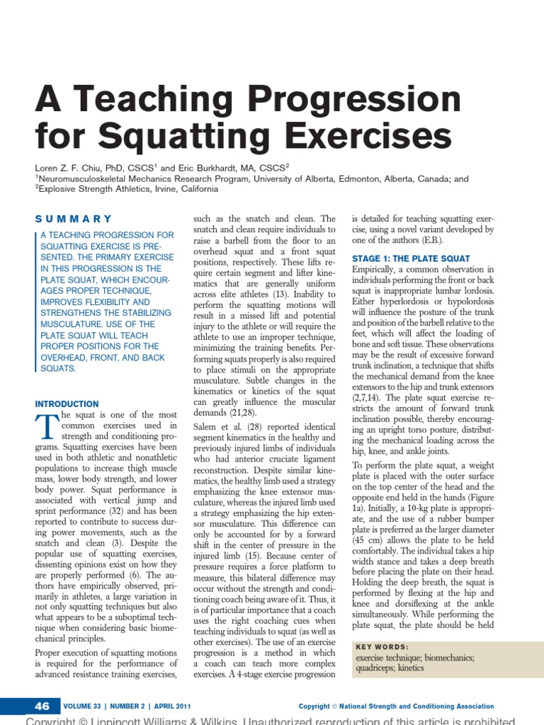A Teaching Progression For Squatting Exercises.7 | PDF | Weight ...