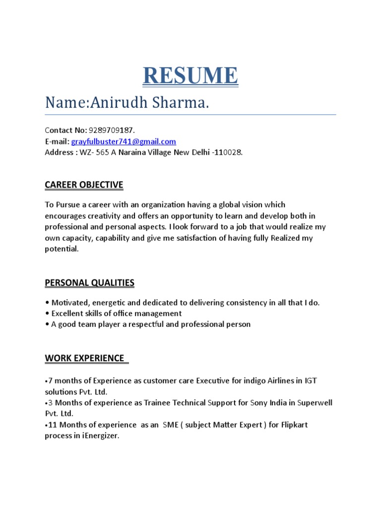 Anirudh Sharma Resume (CV) 2 | PDF