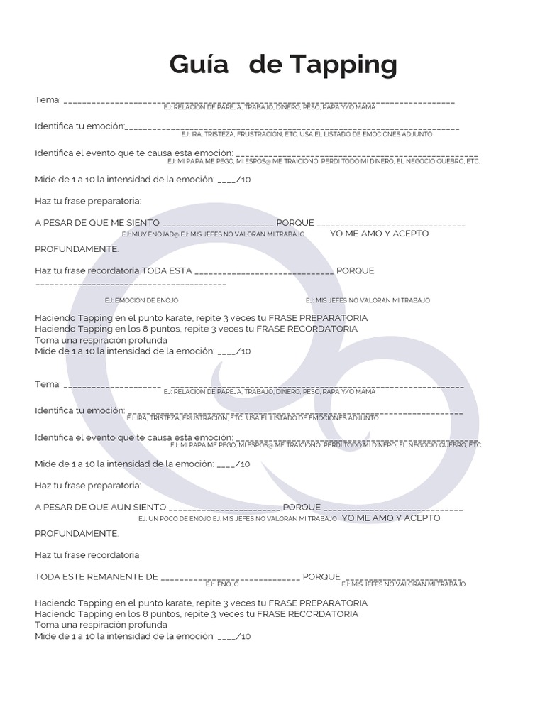 Guia de Tapping | PDF | Las emociones | Experiencia subjetiva