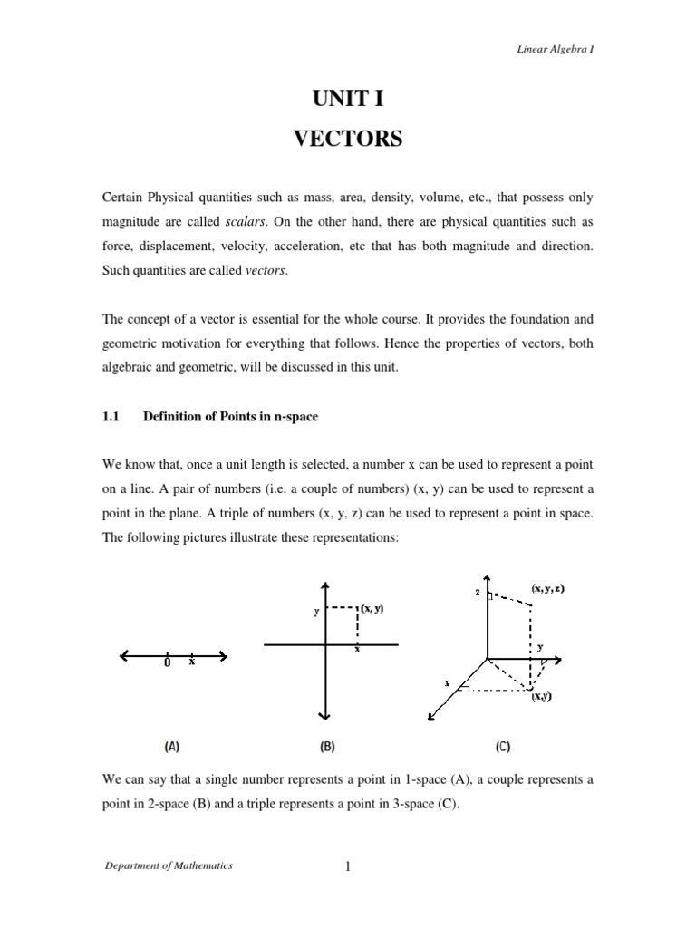 Linear Algebra I | PDF | Linear Subspace | Vector Space