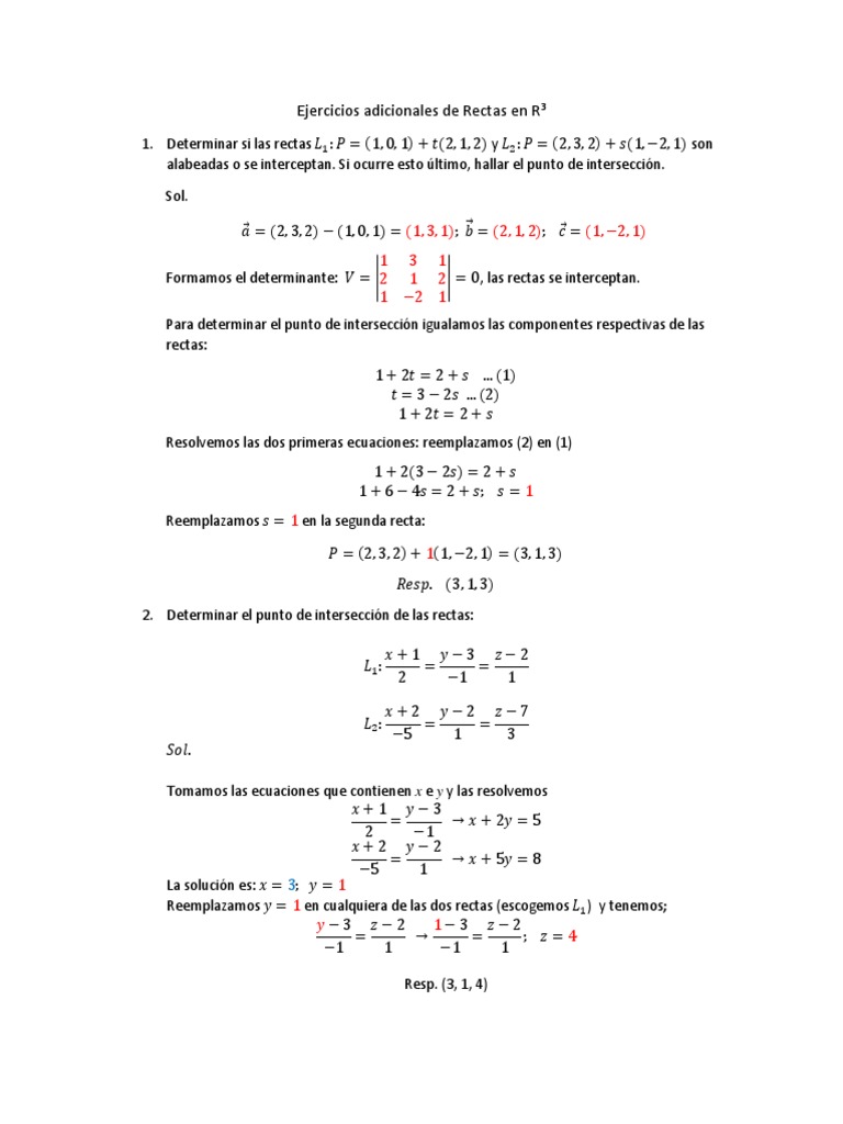 Intersección Entre Rectas | PDF | Matemáticas | Geometría