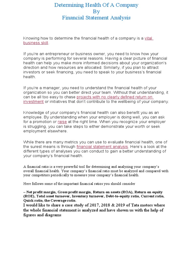 Financial Statement Analysis | PDF | Financial Statement Analysis ...