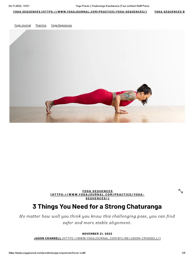 Yoga Poses - Chaturanga Dandasana (Four-Limbed Staff Pose) | PDF ...