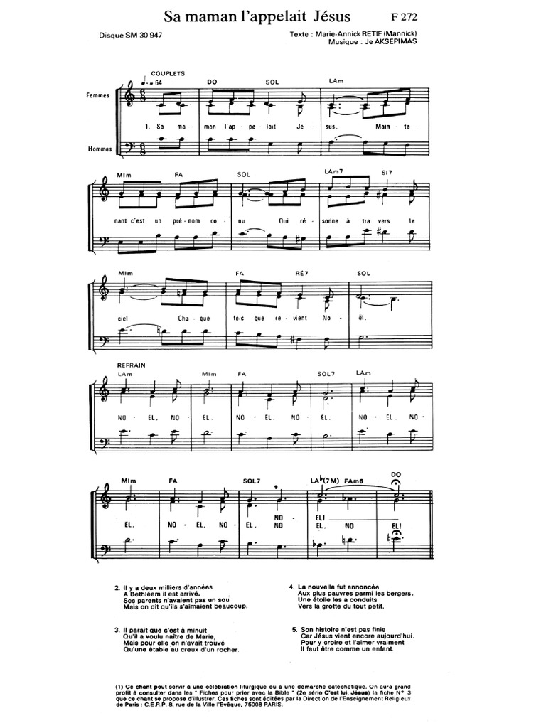 Sa Maman L Appelait Jesus 4 Voix F 272 | PDF