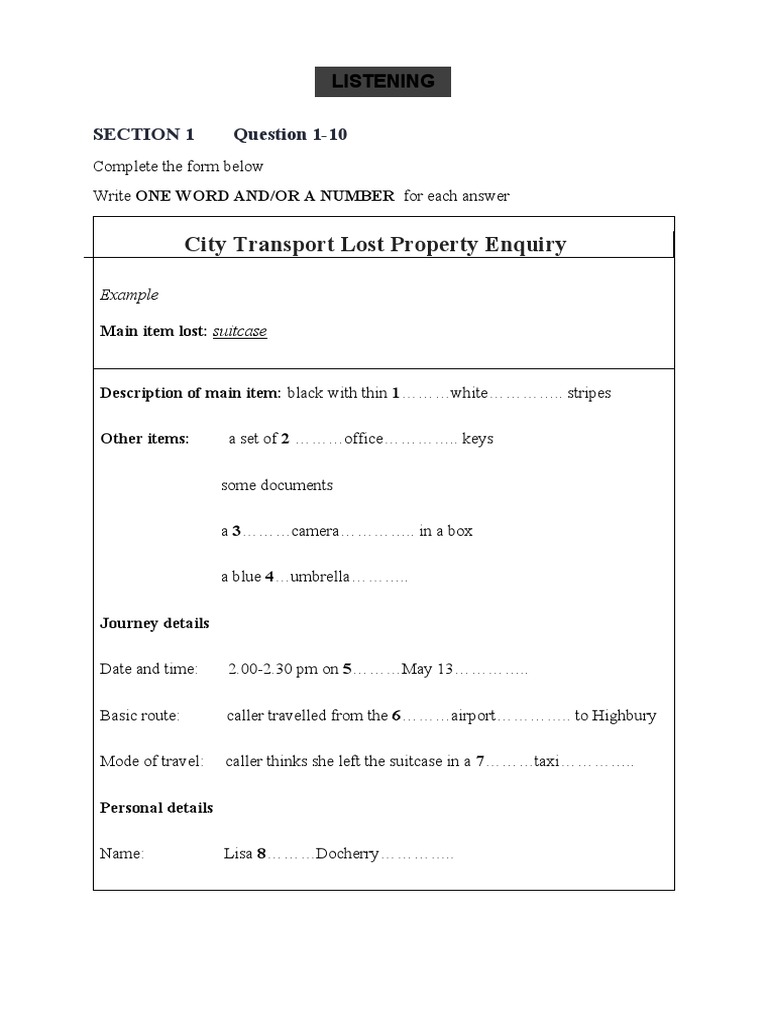 Ielts Listening Test | PDF