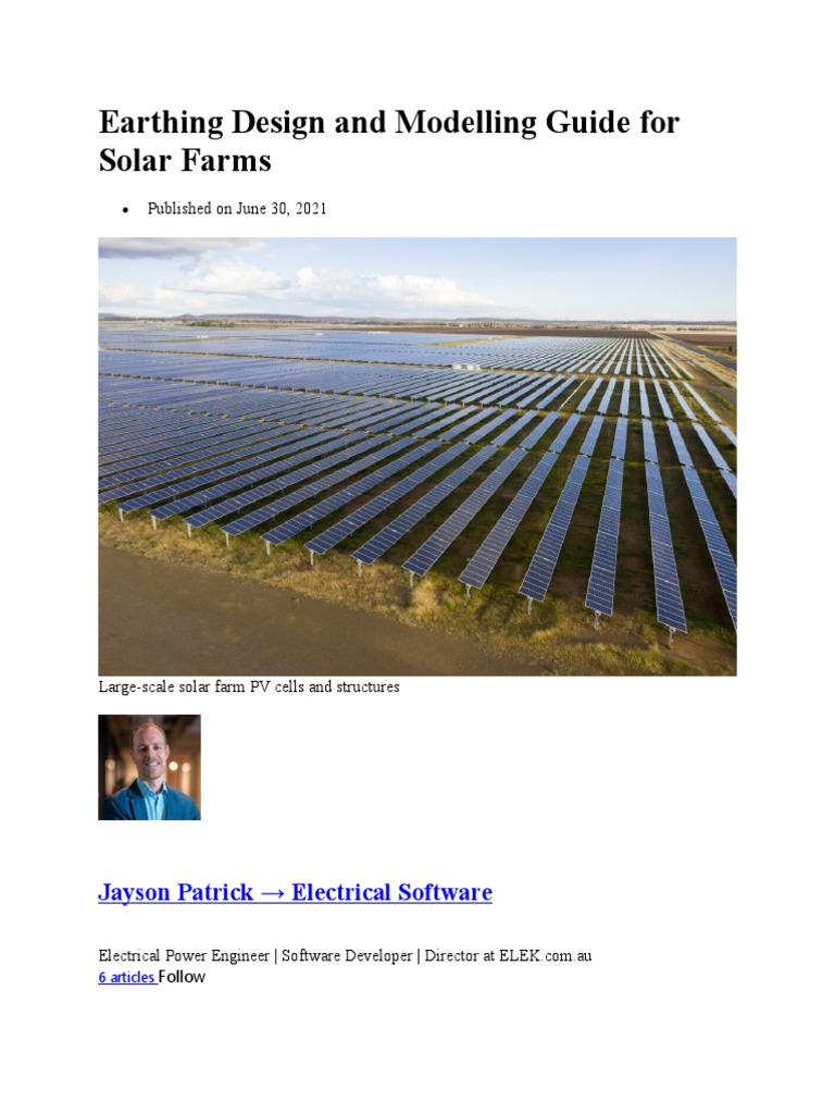 Earthing Design and Modelling Guide For Solar Farms | PDF | Electrical ...