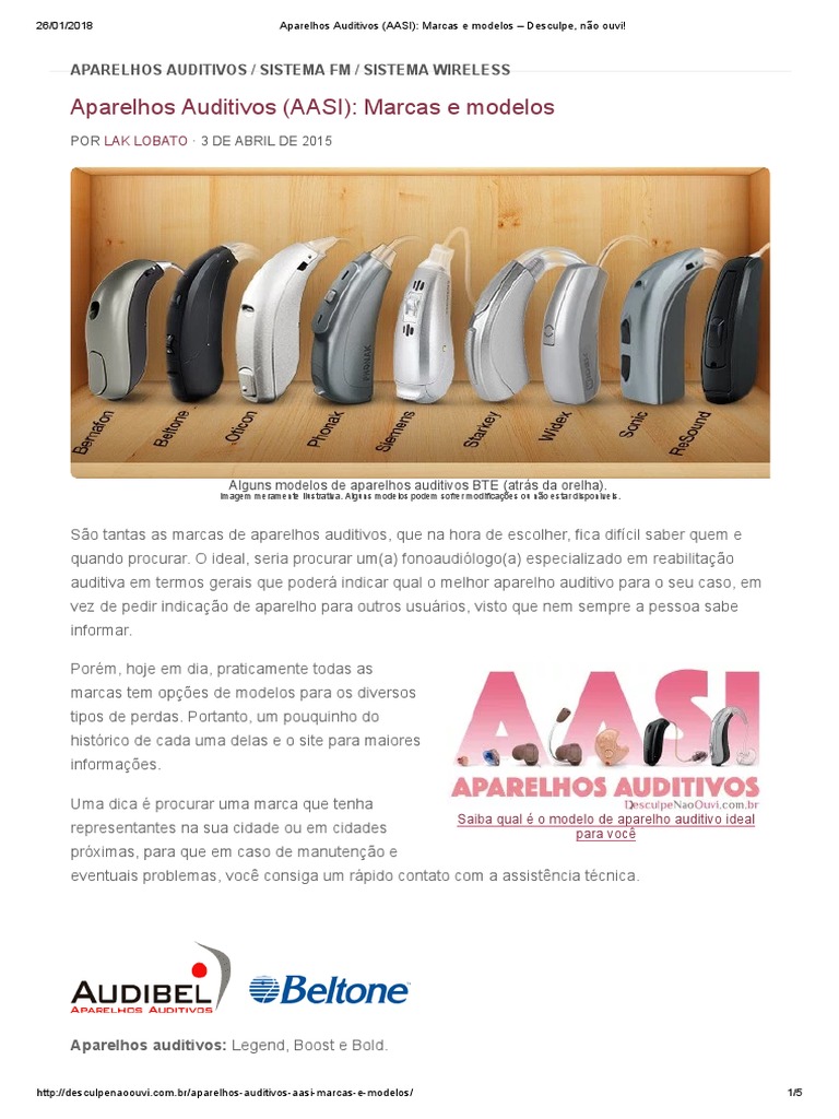 Aparelhos Auditivos (AASI) - Marcas e Modelos - Desculpe, Não Ouvi! | PDF | Aparelho auditivo ...