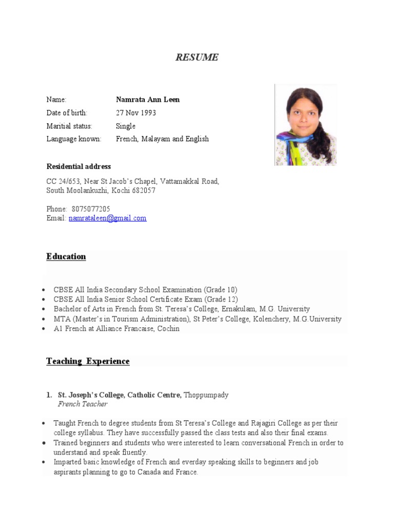 Namrata Ann Leen CV, 17 Sep 2020 | PDF | College