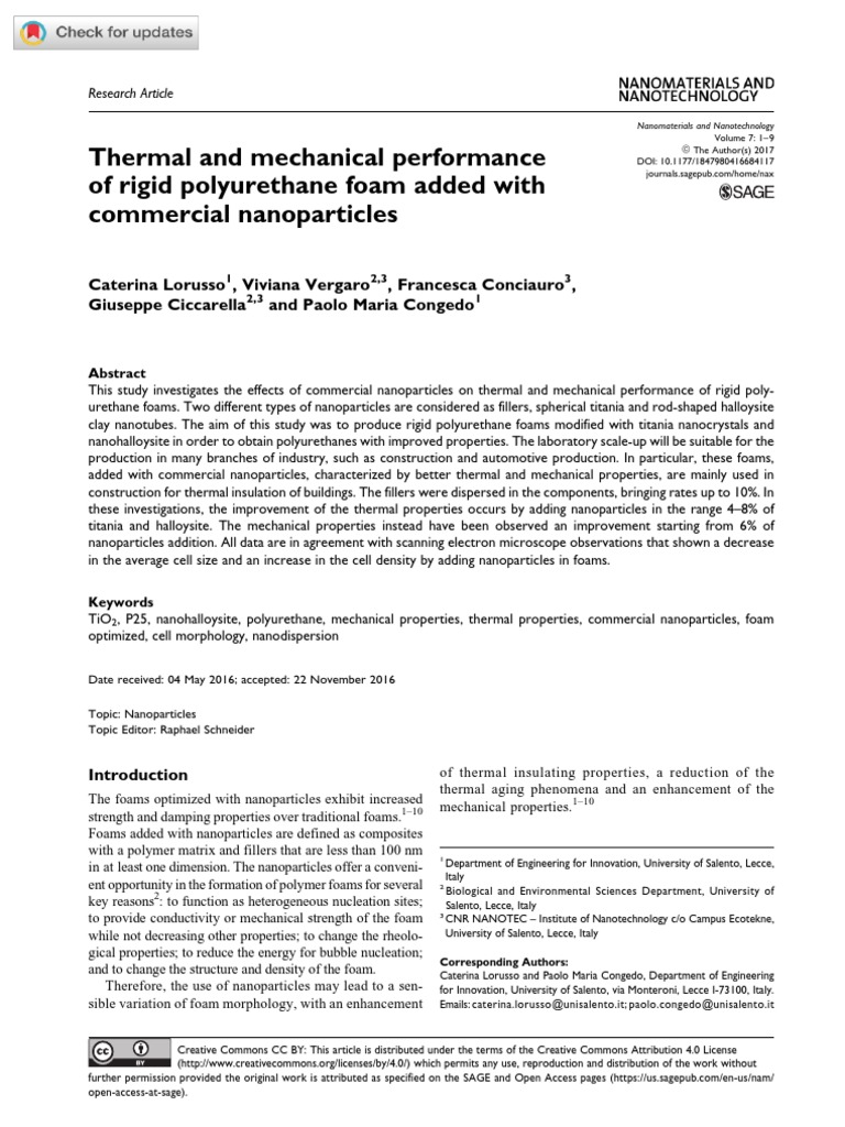 Thermal and Mechanical Performance of Rigid Polyur | PDF | Nanoparticle ...