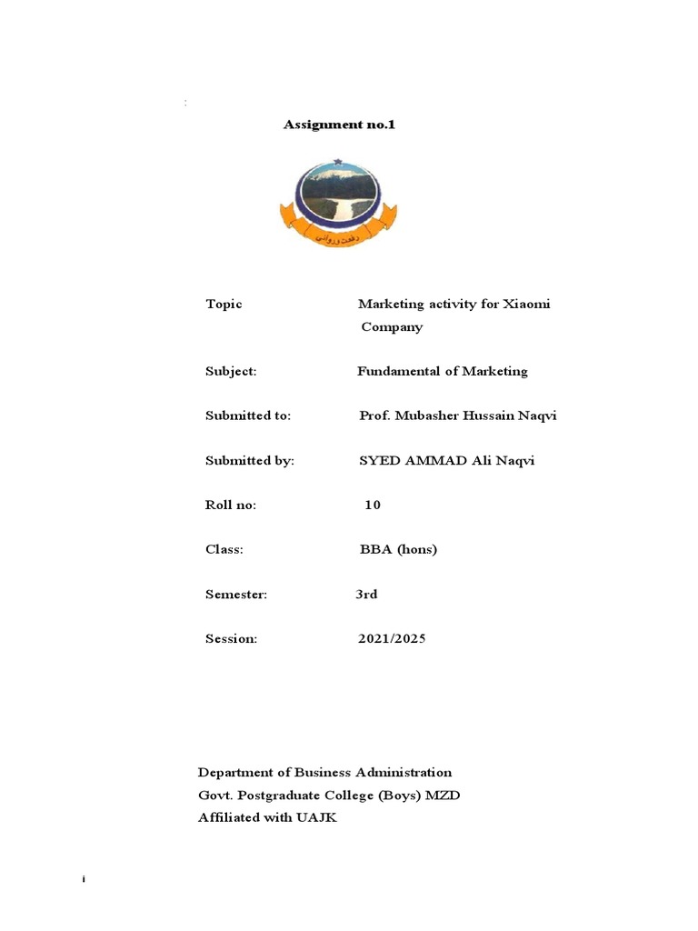 Ammad Ali Naqvi Xiaomi Company Assignment | PDF | Xiaomi | Marketing