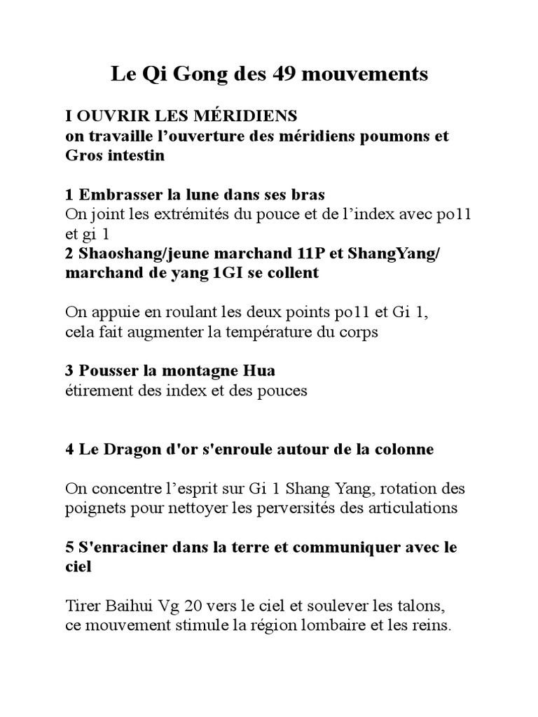 49 Mouvements Essentiels de Qi Gong | PDF | IQ