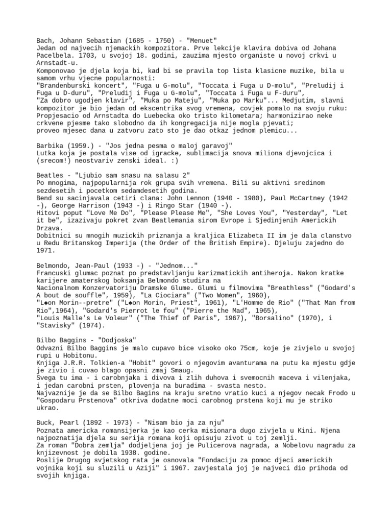 Linkove Za Neke Stvari Iz Djoletovih Pesama | PDF