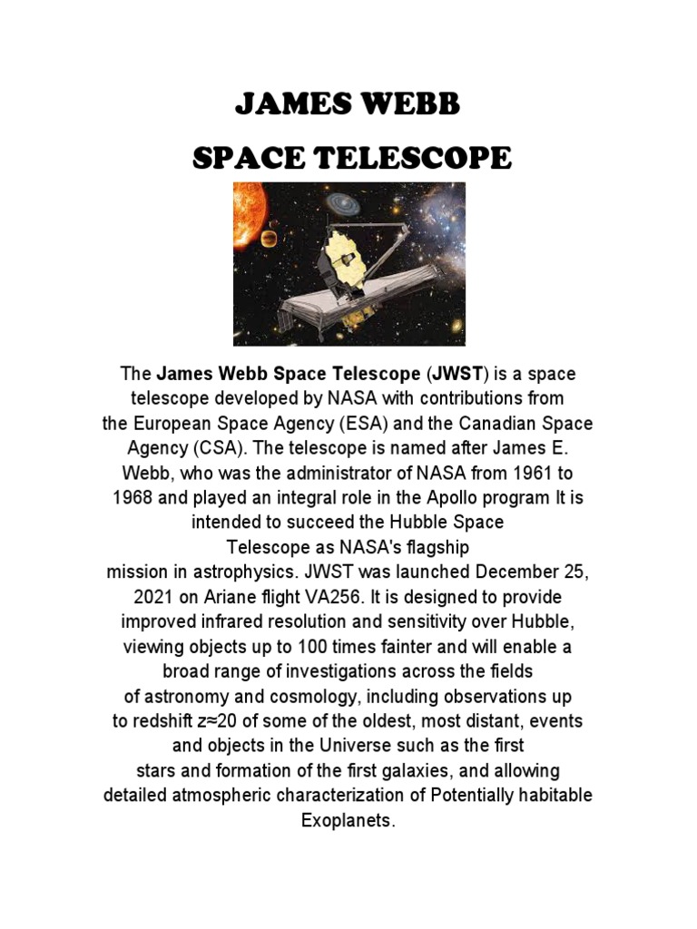 James Webb Space Telescope | PDF | Hubble Space Telescope | Astronautics