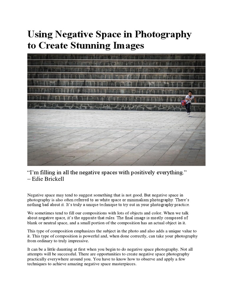 Using Negative Space in Photography To Create Stunning Images | PDF ...