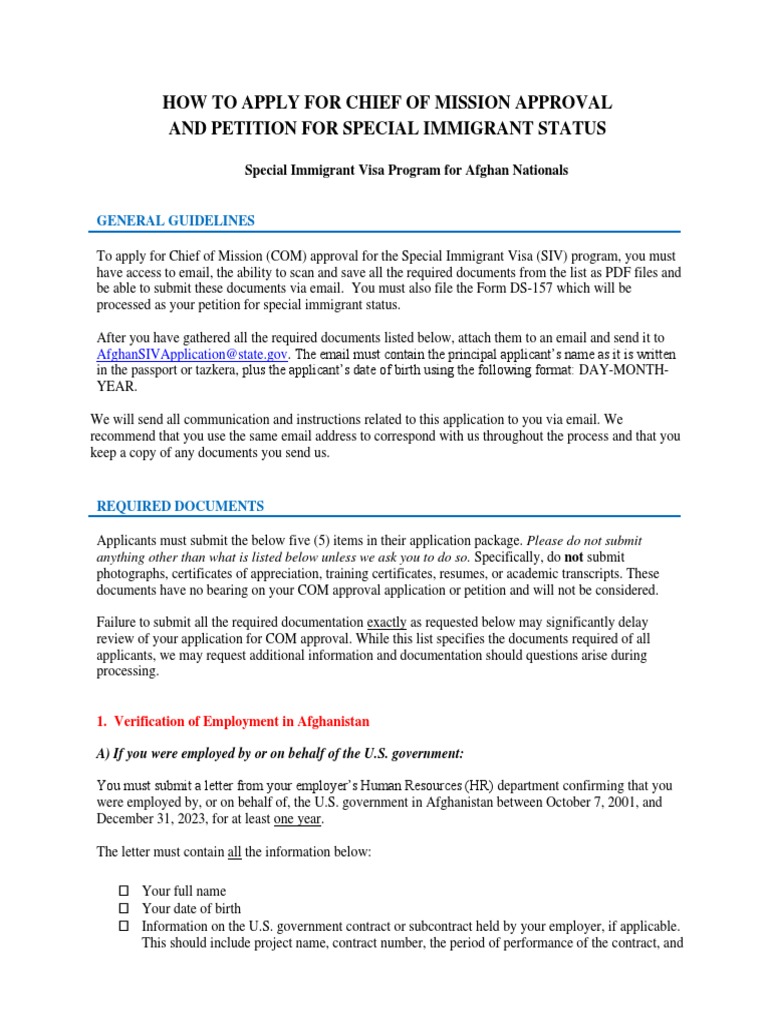 Afghan SIV Application Guide | PDF | International Security Assistance ...