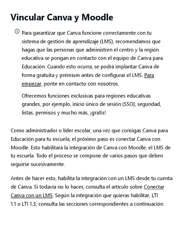 Conectar Canva y Moodle a través de LTI para habilitar la integración ...