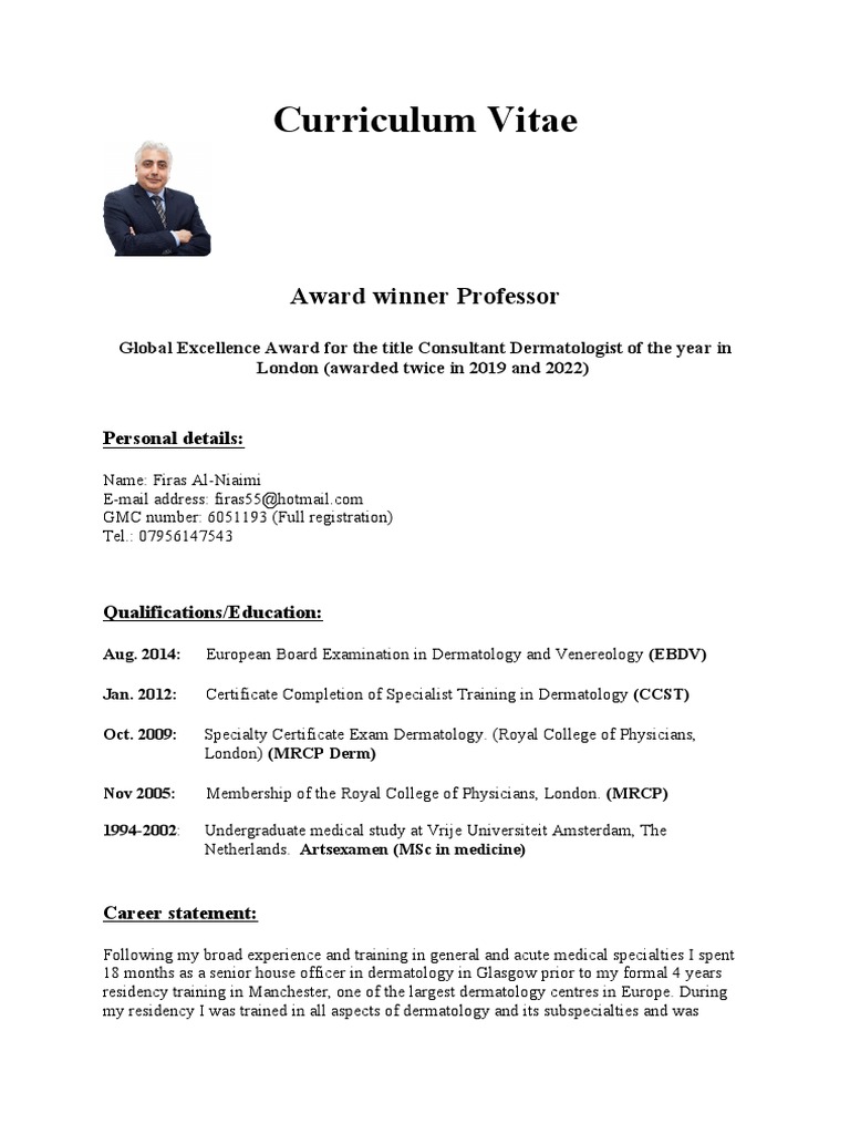 CV Prof Firas | PDF | Dermatology | Dermatitis