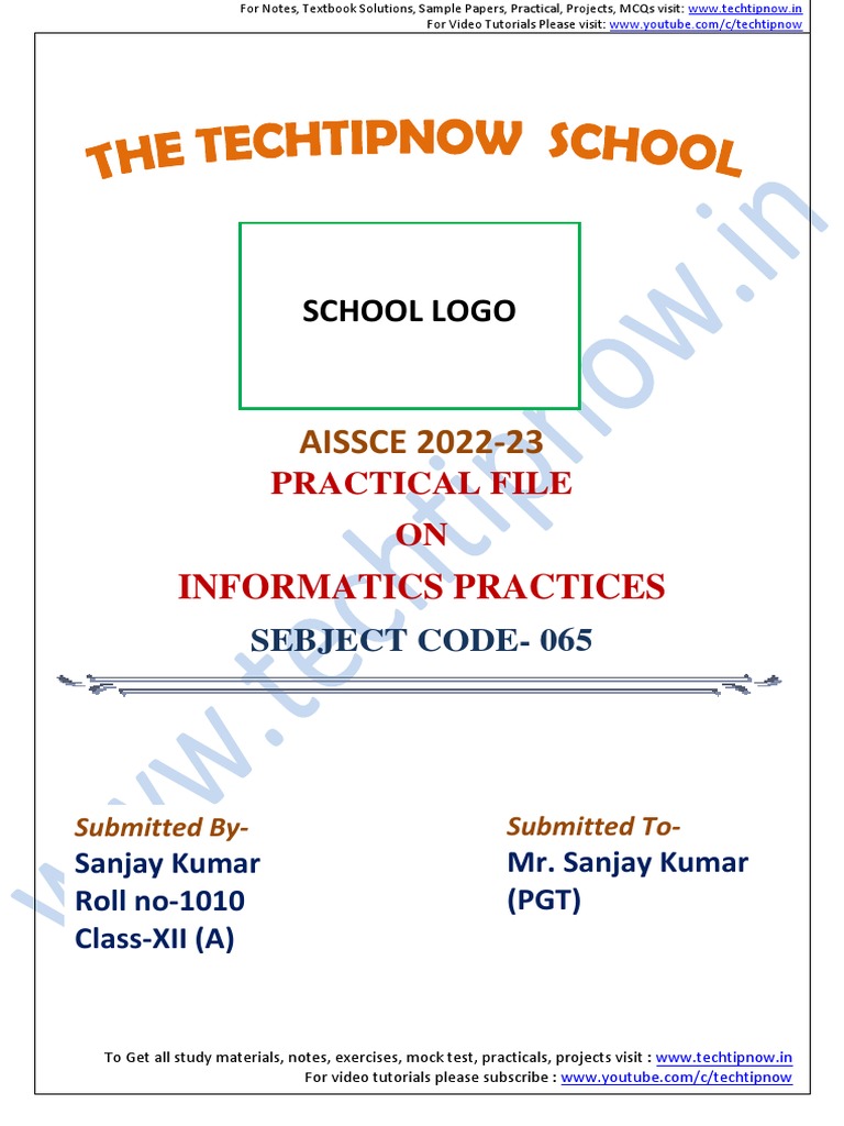 Practical File IP Class 12 2022 23 | PDF | My Sql | Python (Programming Language)