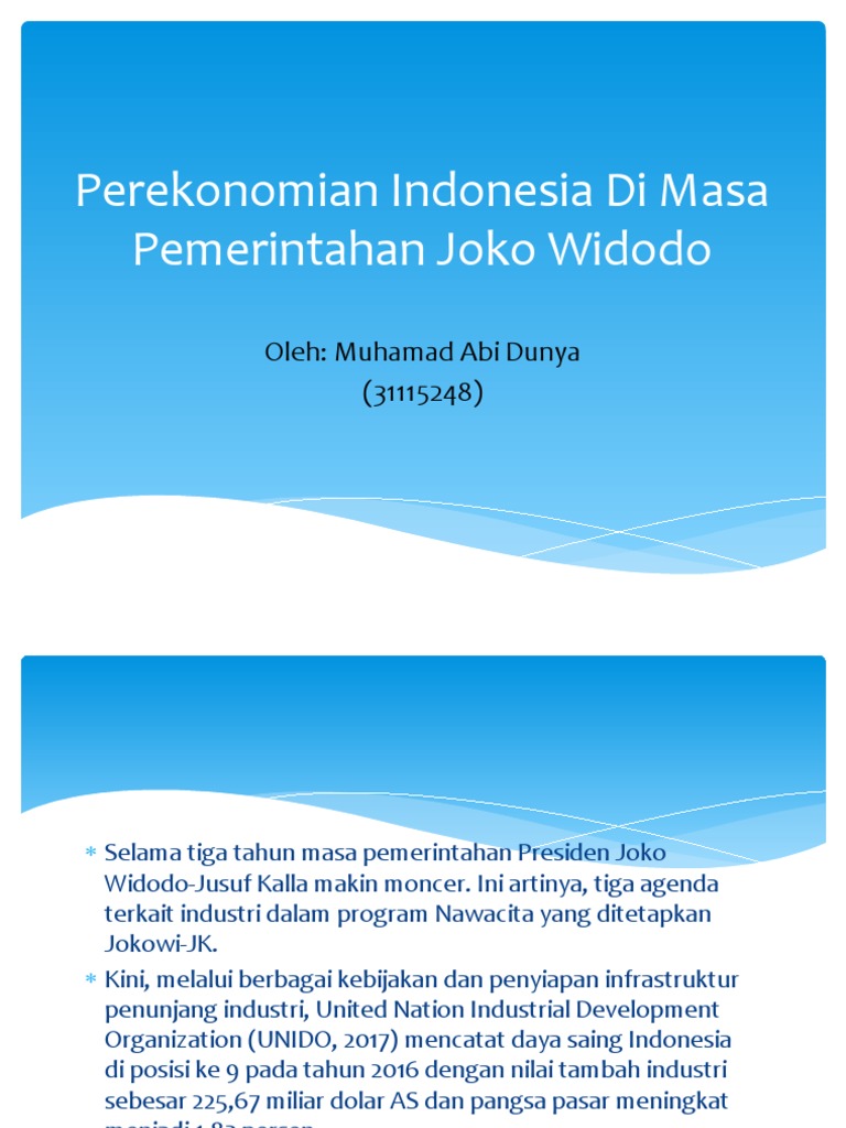 Perekonomian Indonesia Di Masa Pemerintahan Joko Widodo | PDF
