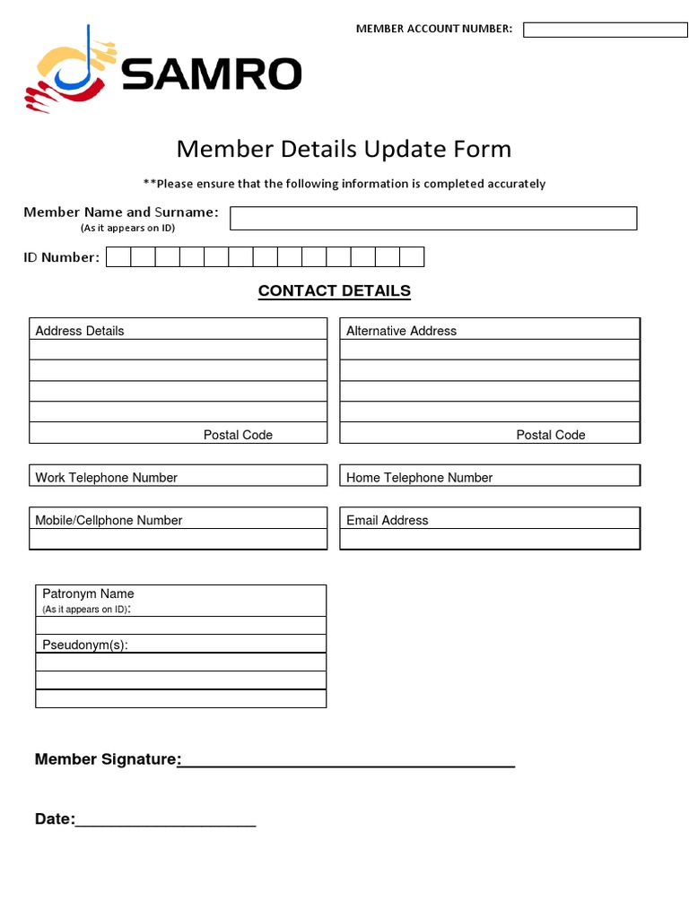 Client Update Form | PDF