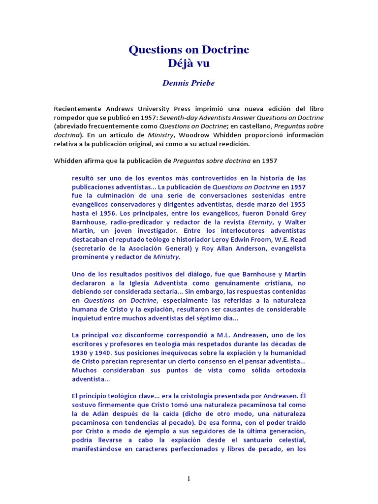 Question On Doctrine - dDPriebe | PDF | Iglesia Adventista del Séptimo ...
