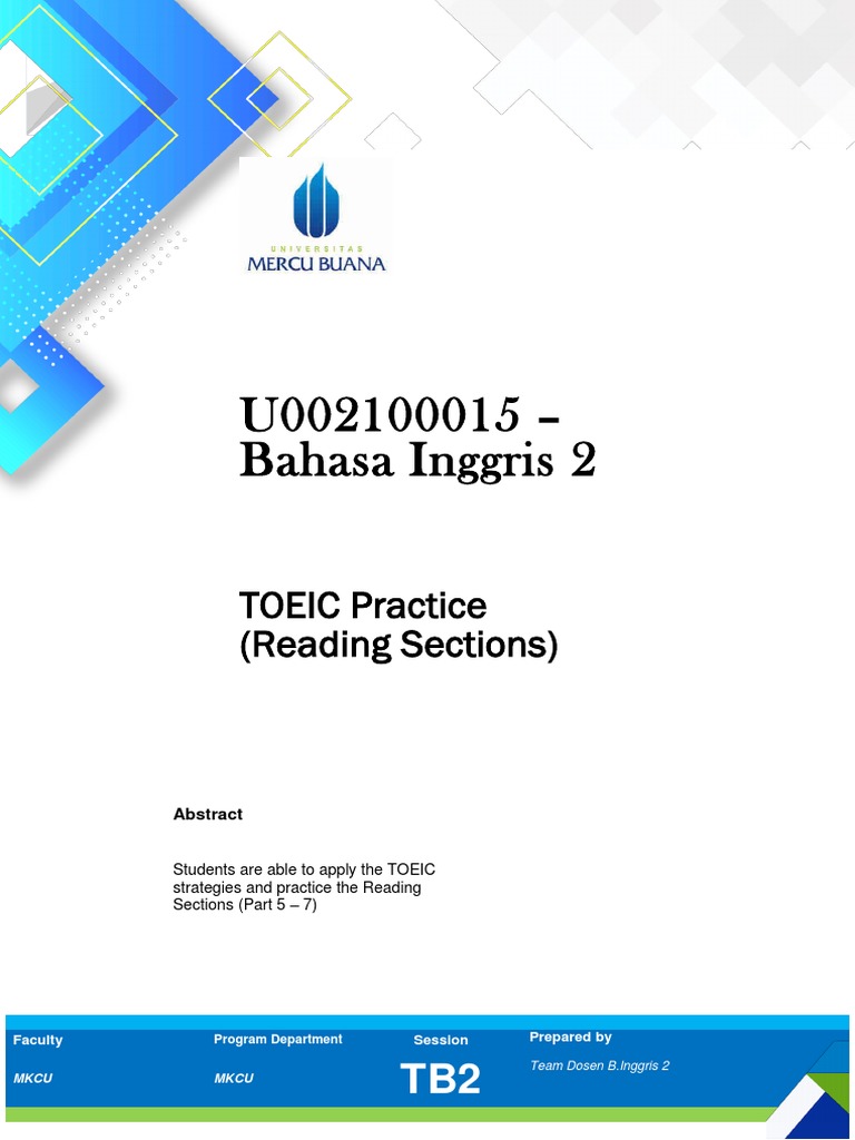 TOEIC Reading Practice Guide | PDF