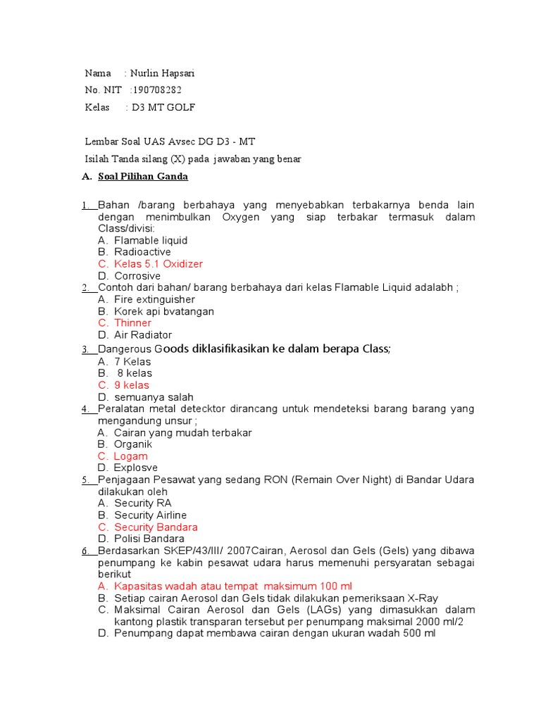 Soal Avsec DG UAS | PDF | Bisnis